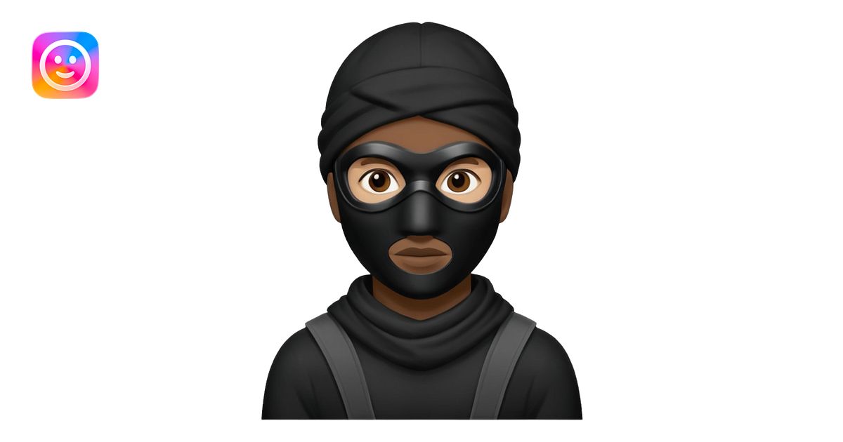 Black and white robber emoji | AI Emoji Generator