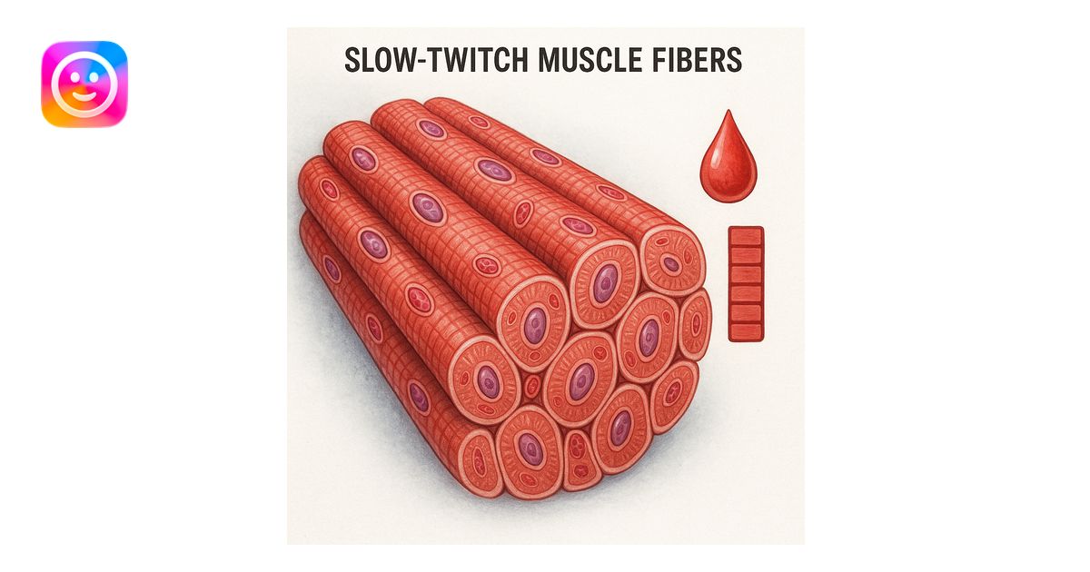 hyper realistic illustration of slow-twitch muscle fibers with compact ...