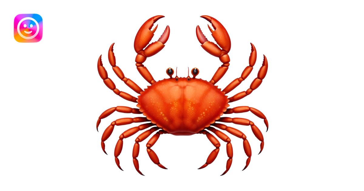 A live crab with only eight legs and two pincers emoji | AI Emoji Generator
