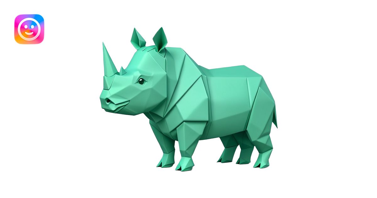 origami rhino in color green mint rgb(168, 251, 211) emoji | AI Emoji ...