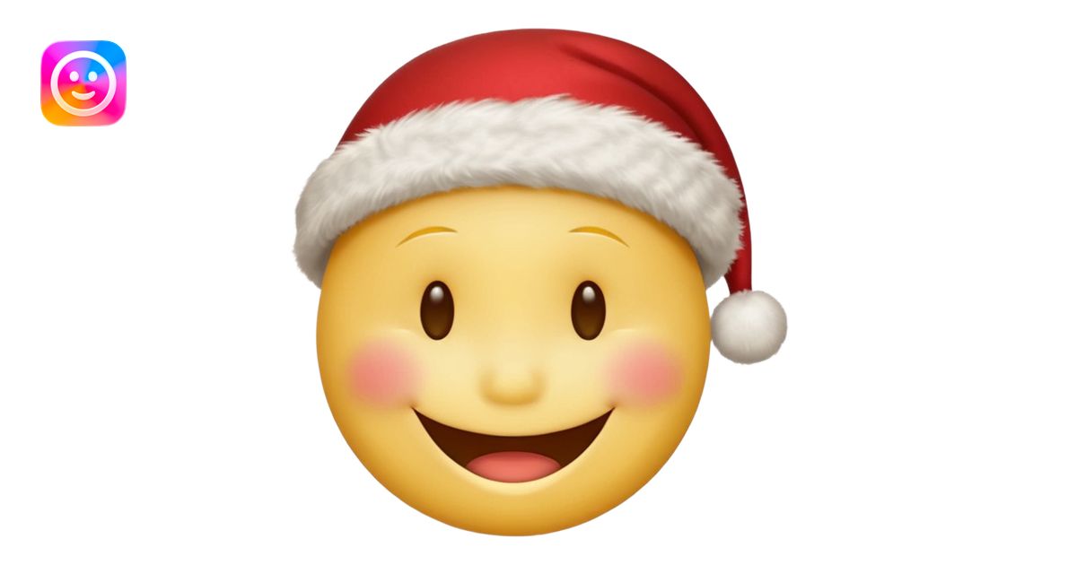 Smiley face smiles with closed eyes in a red Christmas hat emoji | AI ...