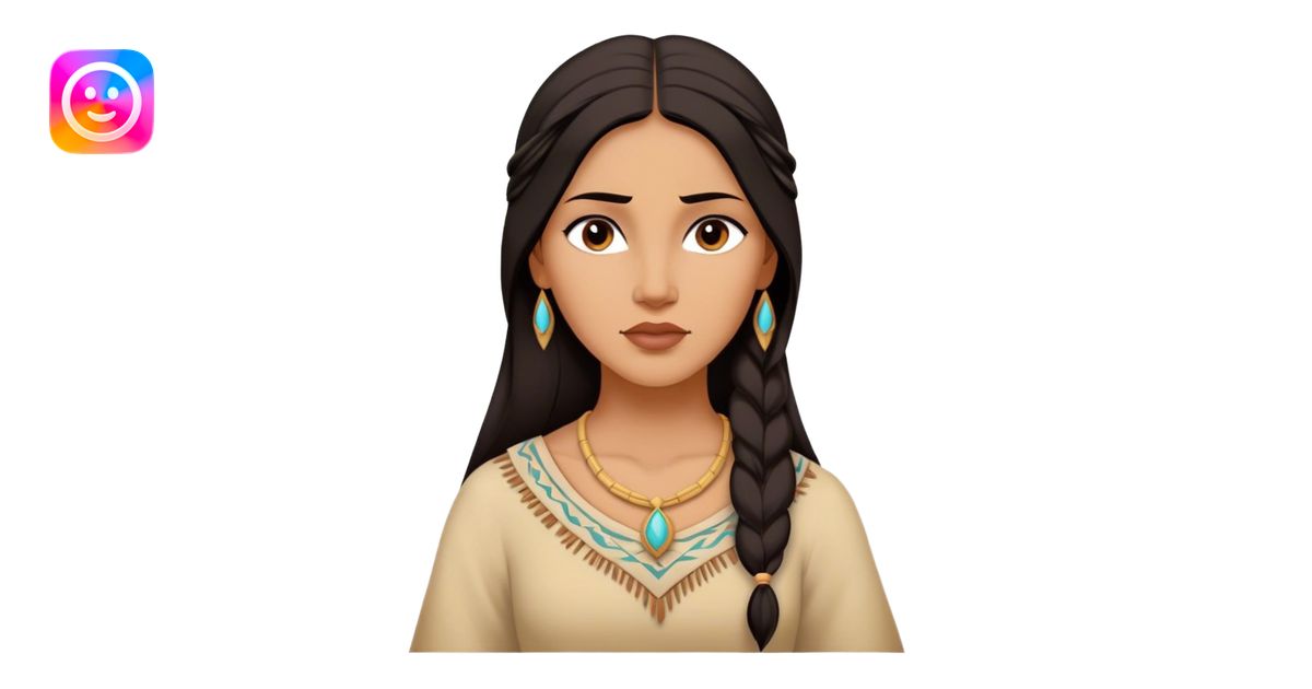 Cinematic Serene Pocahontas Portrait Emoji, rendered in a realistic ...