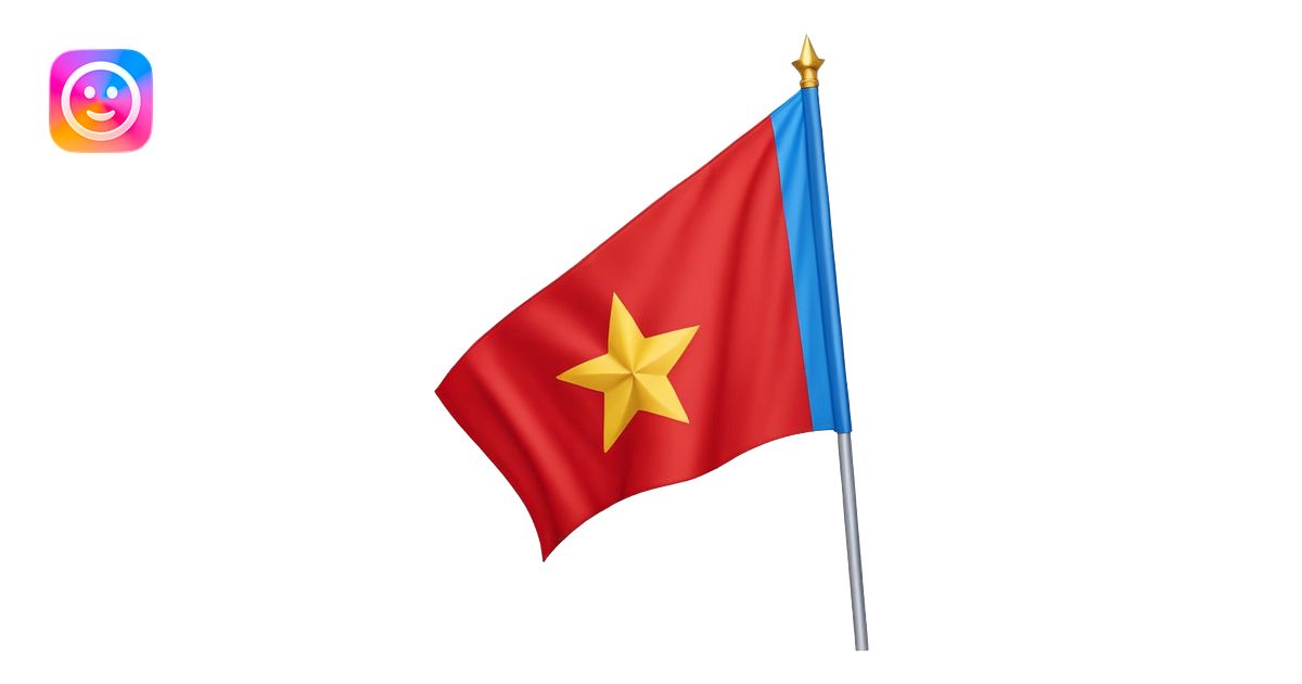 Bandeira vermelha, com uma faixa branca na diagonal, e uma estrela azul ...