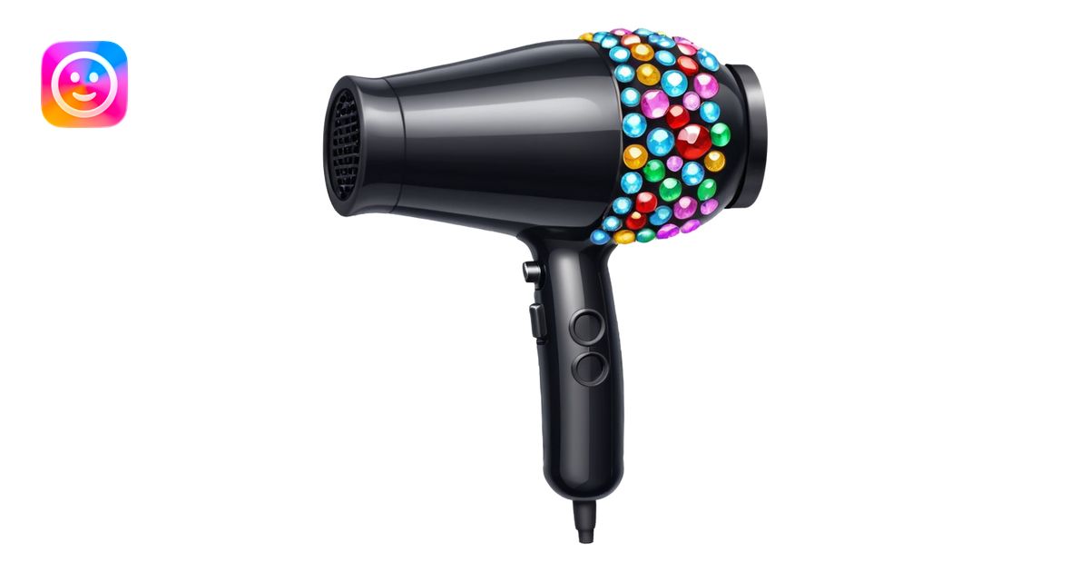 black blow dryer covered in gems emoji | AI Emoji Generator