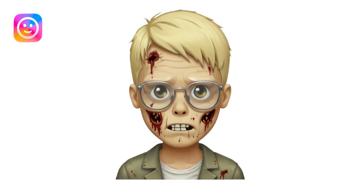 Zombie boy blonde with glasses pfp emoji | AI Emoji Generator