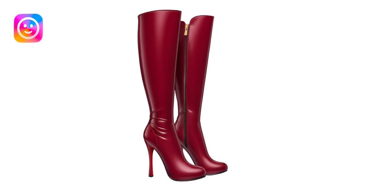 burgundy red latex knee high heel boots emoji | AI Emoji Generator