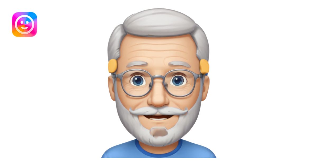 Create me an emoji of an old man. Gray really short size hair. Gray ...
