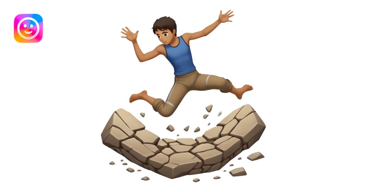 Floor cracking open under feet, character mid-jump emoji | AI Emoji ...