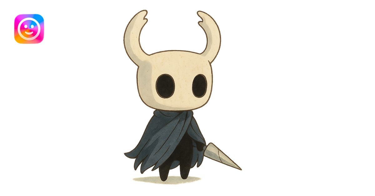 Hollow Knight character in ghibli style with soft colors illustration ...