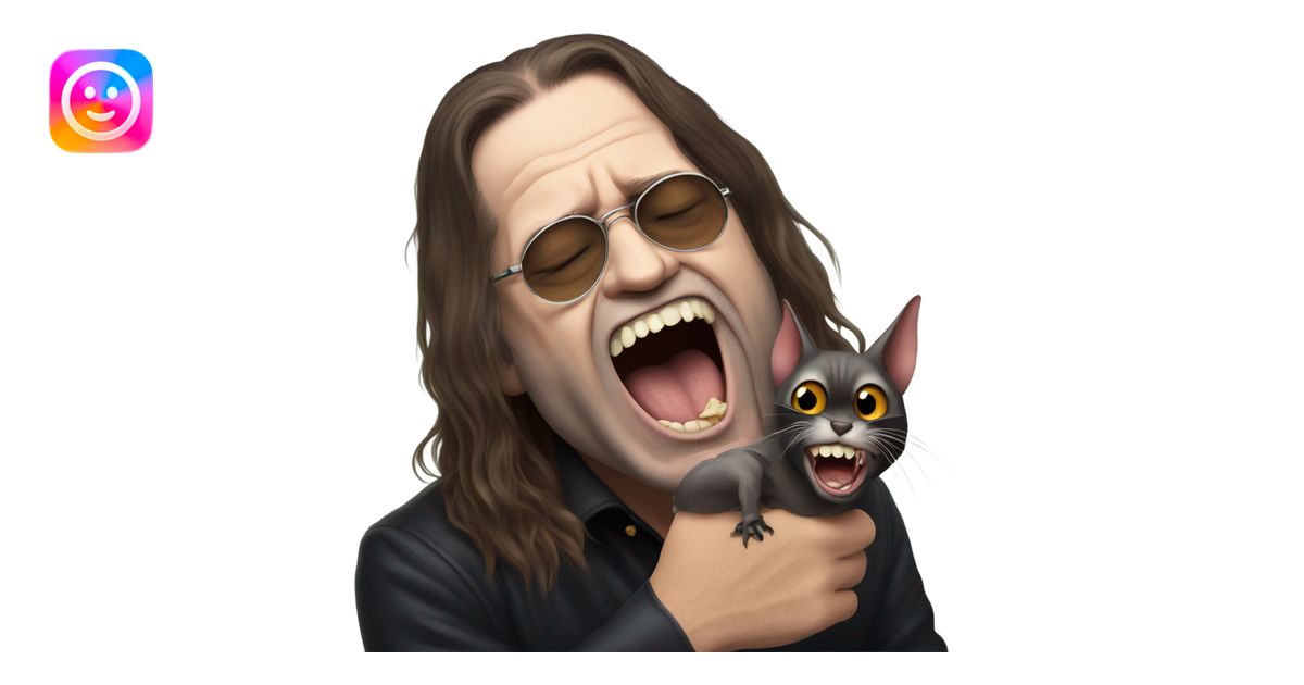 ozzy osbourne biting an animal like a bat emoji | AI Emoji Generator