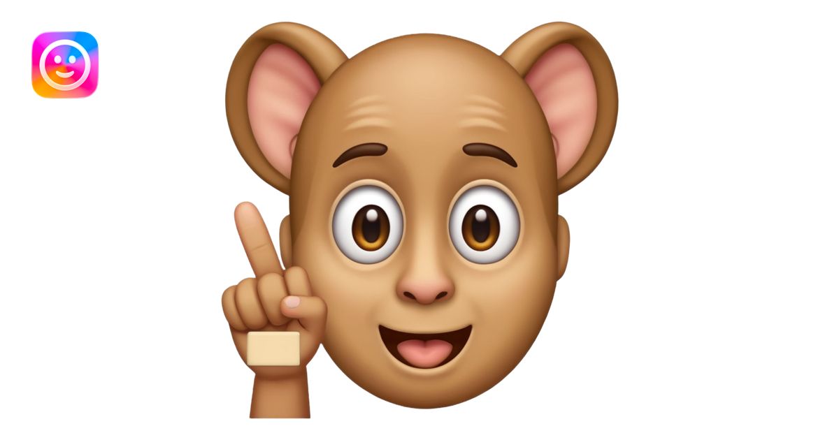 A regular iphone emoji, with big eyes, small mouth, huge ears, holding ...