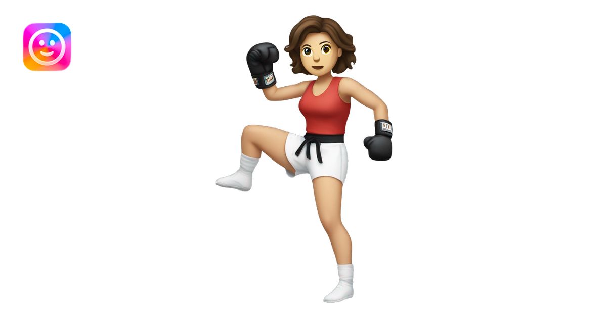 Brunette white Woman kickboxing with a cast on her lag emoji | AI Emoji ...