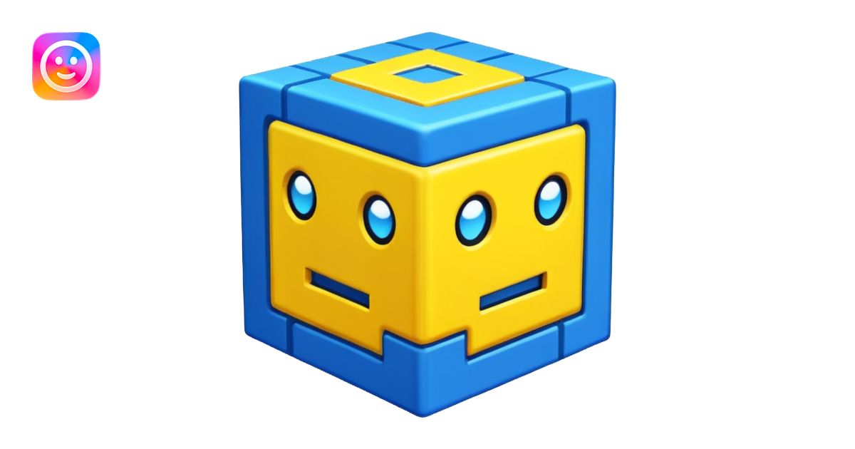 A basic geometry dash cube with default colors with no background emoji ...