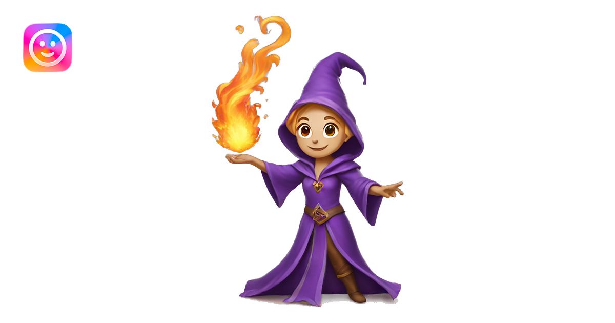 female elf wizard wearing purple robes casts fireball emoji | AI Emoji ...