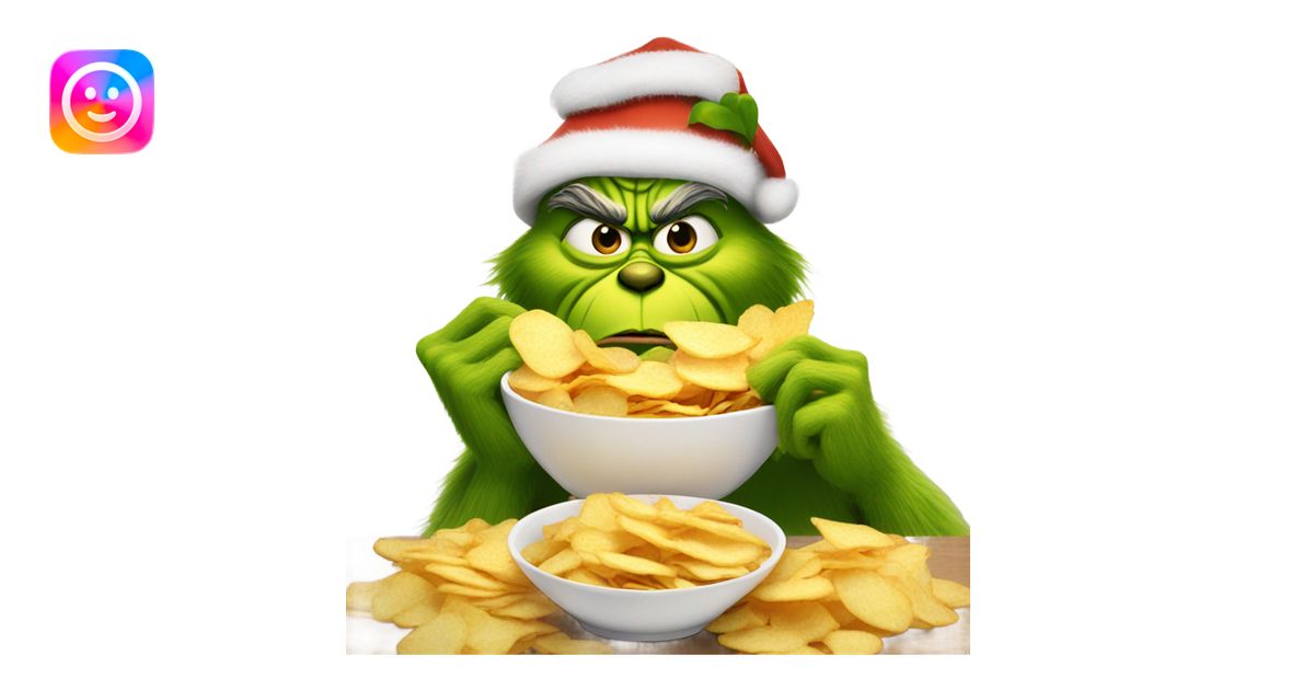 Grinch with chips and dip emoji | AI Emoji Generator