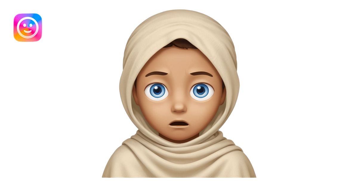 blue eyed desert child cowered with creme cloth emoji | AI Emoji Generator