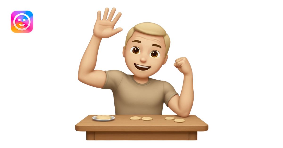 create a old style animated emoji with man leaning with forhead on left ...