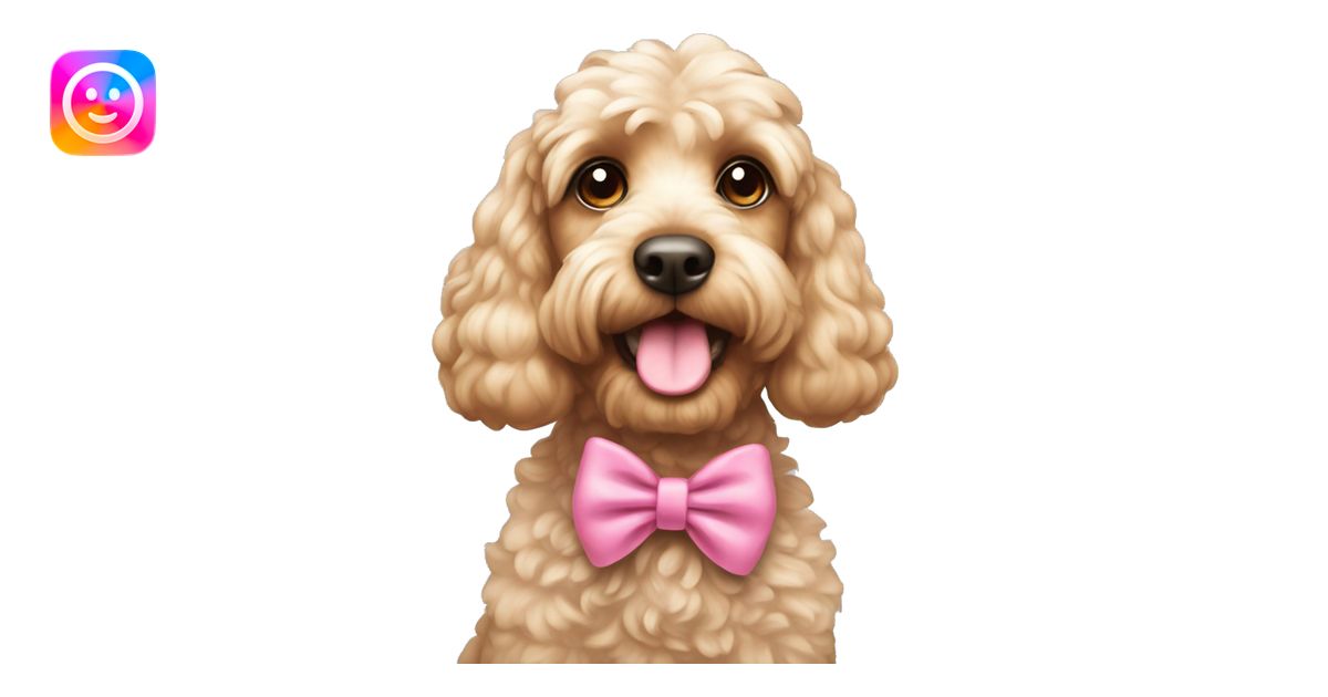 Cockapoo with a pink bow on her head emoji | AI Emoji Generator
