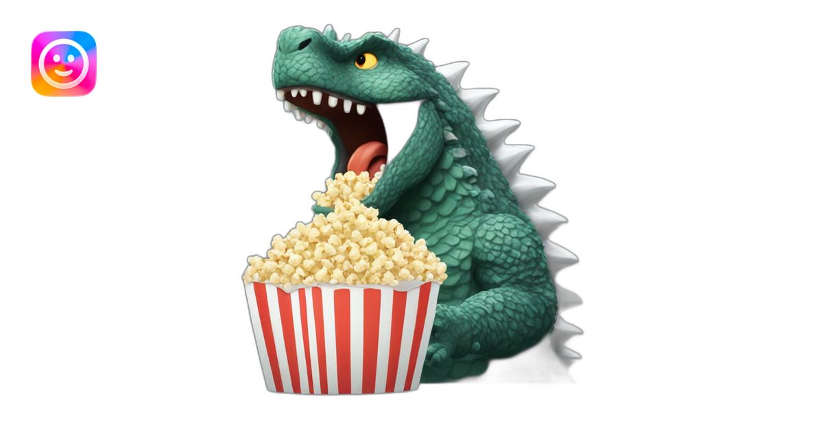 godzilla-eating-popcorn emoji | AI Emoji Generator
