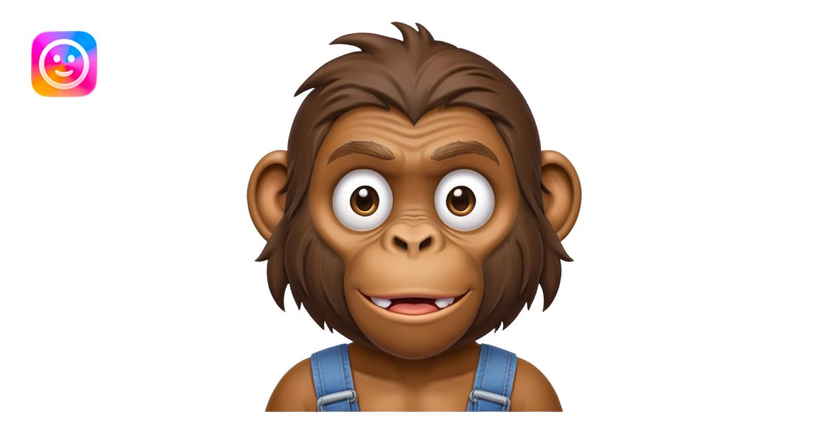 standing ape talking disheveled show full body wearing overalls cross ...