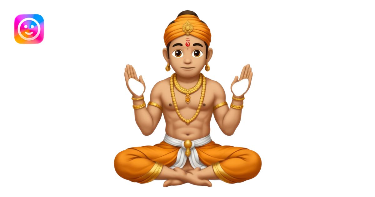 Hanuman ji seated and praying with close eyes with golden mukut and ...