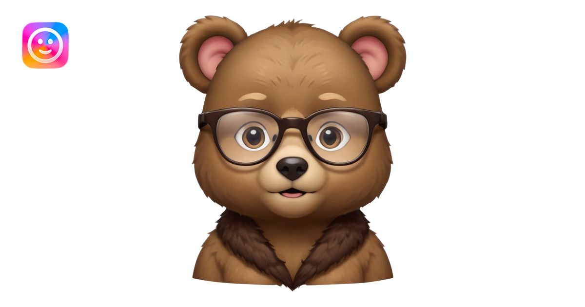 Cute bear cub with nerdy and smart glasses emoji | AI Emoji Generator