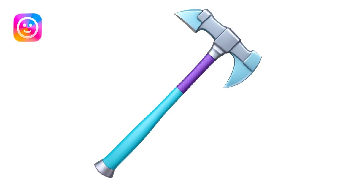 Axe with purple handle with silver blade with cyan edge emoji | AI ...