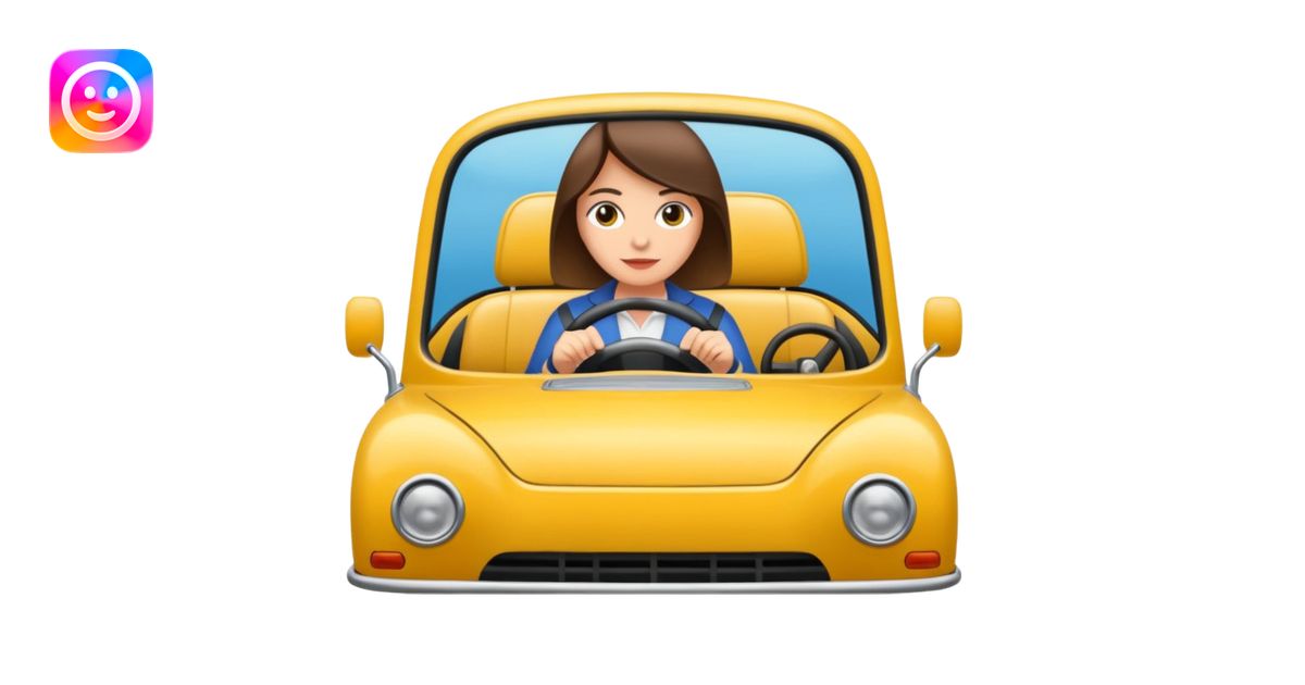 Crea un emoji con fondo transparente en PNG de una persona manejando un ...