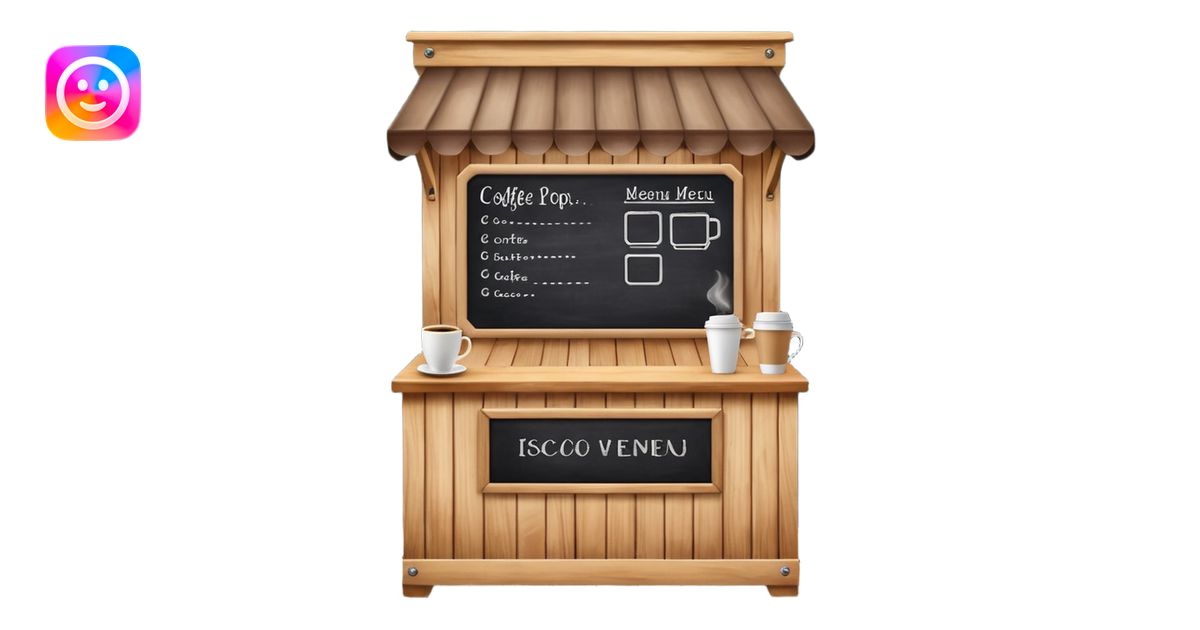 Coffee pop up stand booth front emoji | AI Emoji Generator