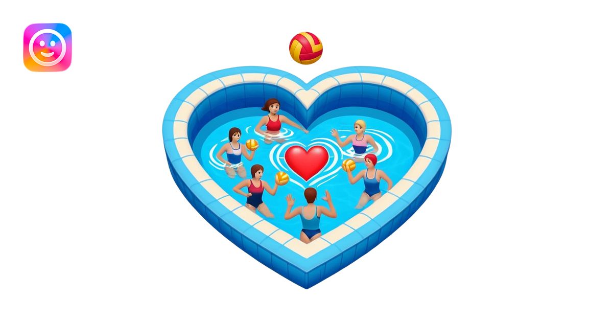 Natación y voley en un corazón de color emoji | AI Emoji Generator