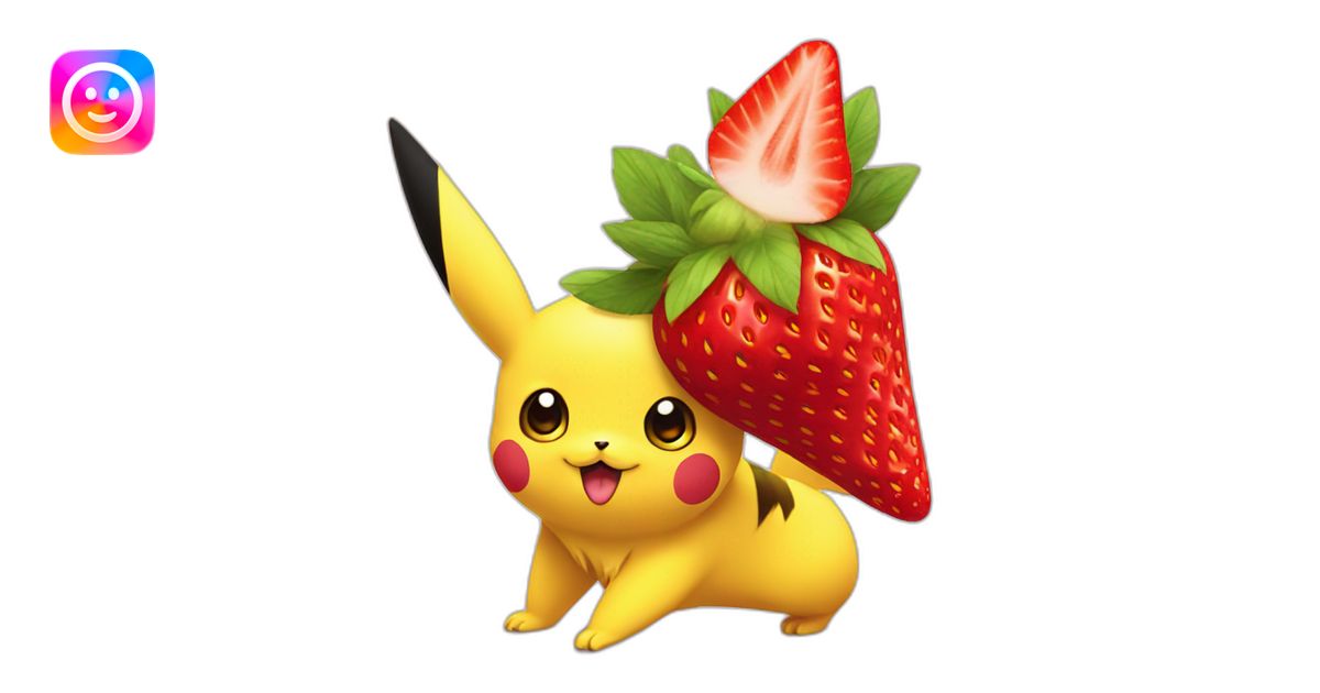 Pikachu with a strawberry hat emoji | AI Emoji Generator