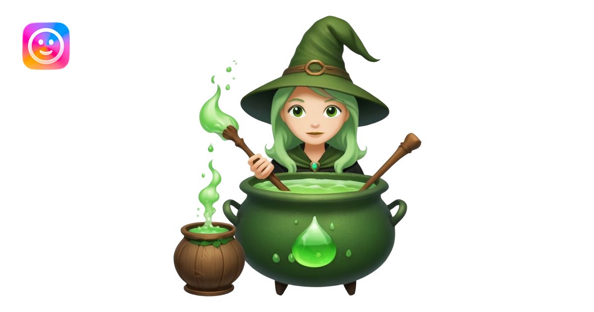 green witch cooking potion emoji | AI Emoji Generator
