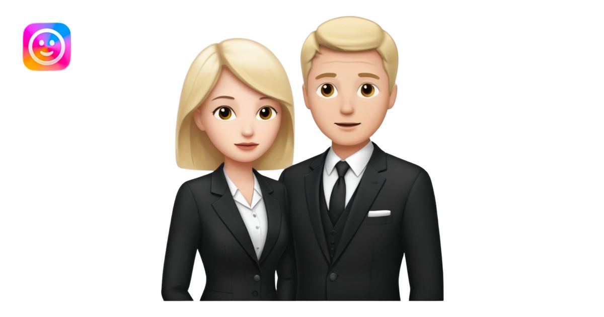 white man in formal suit talking to white woman in formal suit emoji ...