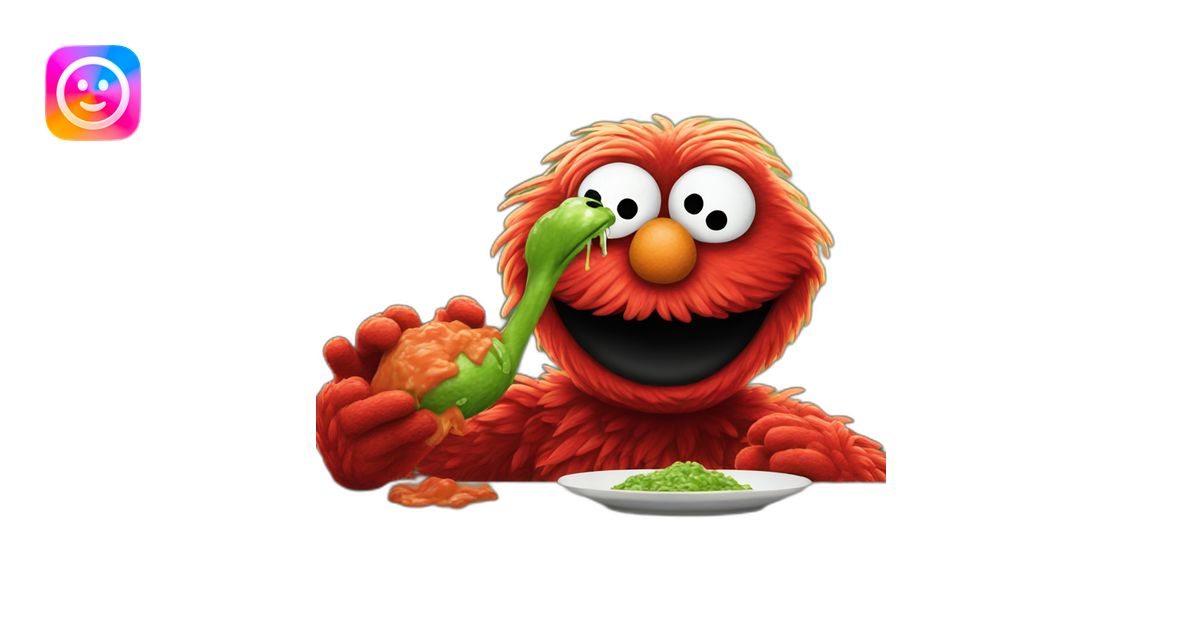 elmo eating pepe emoji | AI Emoji Generator