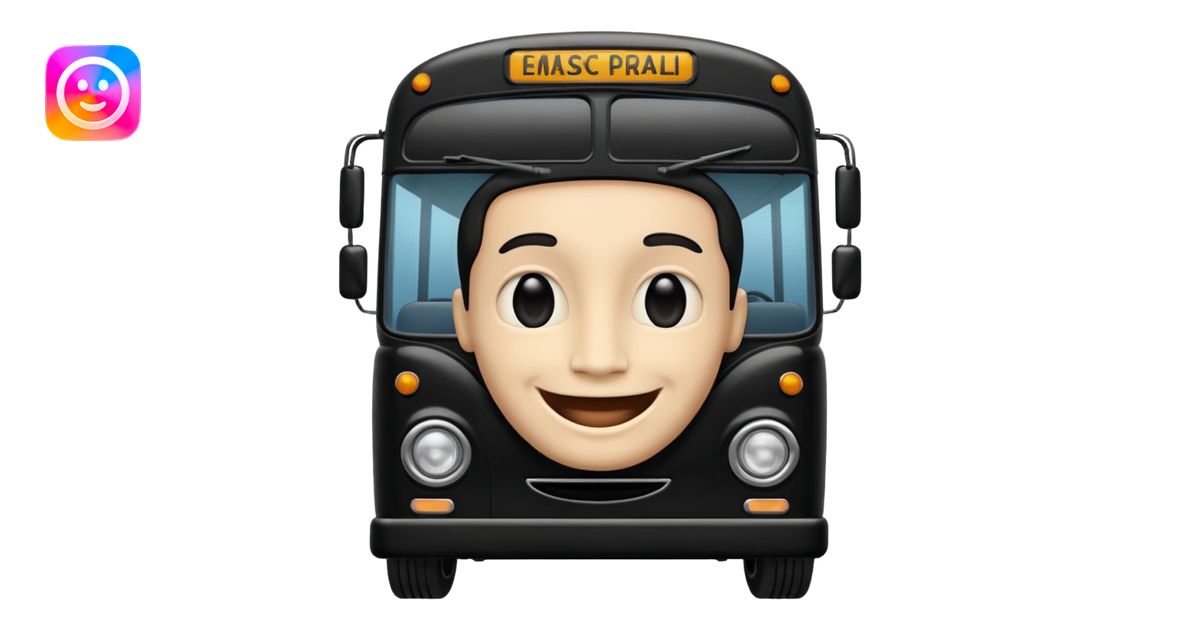 A Black Bus With The Human Face emoji | AI Emoji Generator