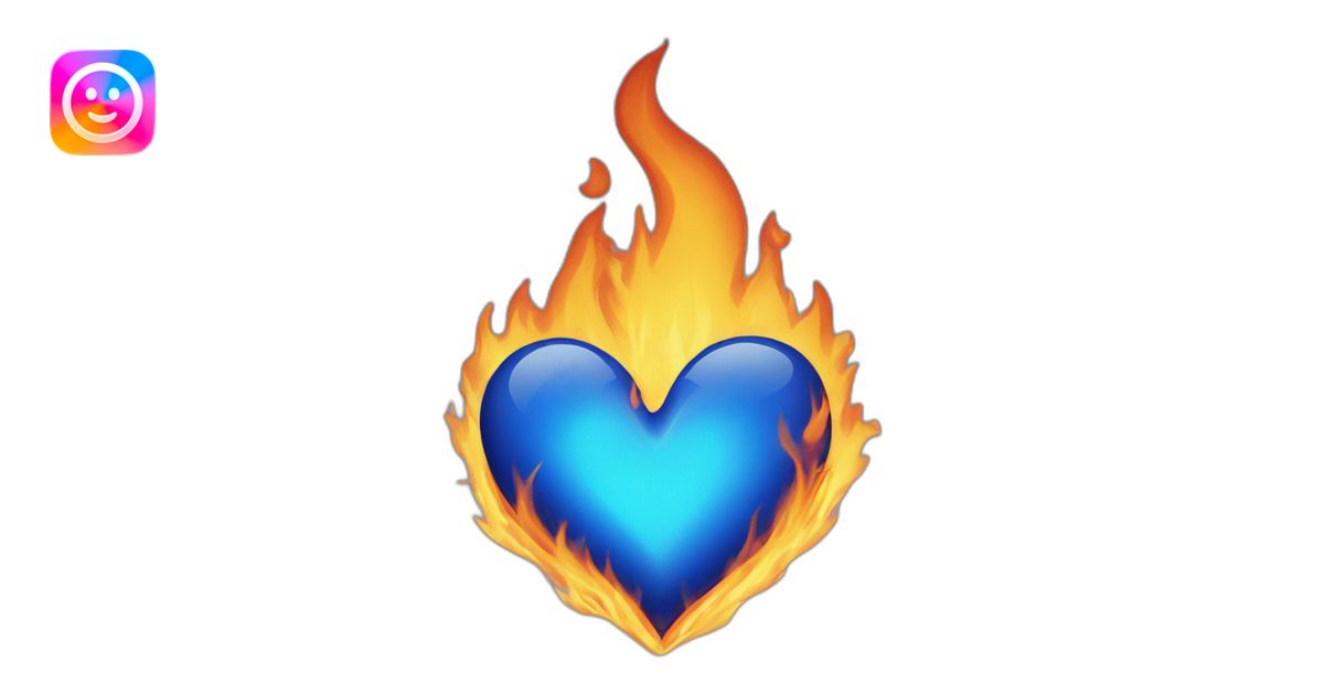 burning blue heart with blue flame emoji | AI Emoji Generator