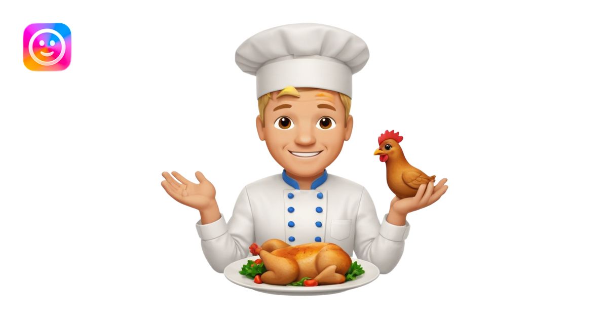 Gordon Ramsay cheerful, showing off a perfectly cooked chicken on a ...