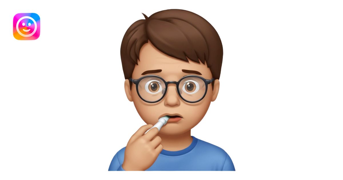 Fat sad guy with brown hair and glasses sucking on binky emoji | AI ...