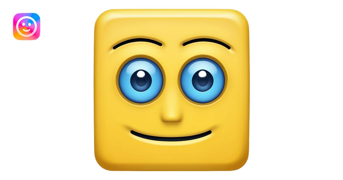 geometery dash square yellow body blue face square mouth and eyes emoji ...