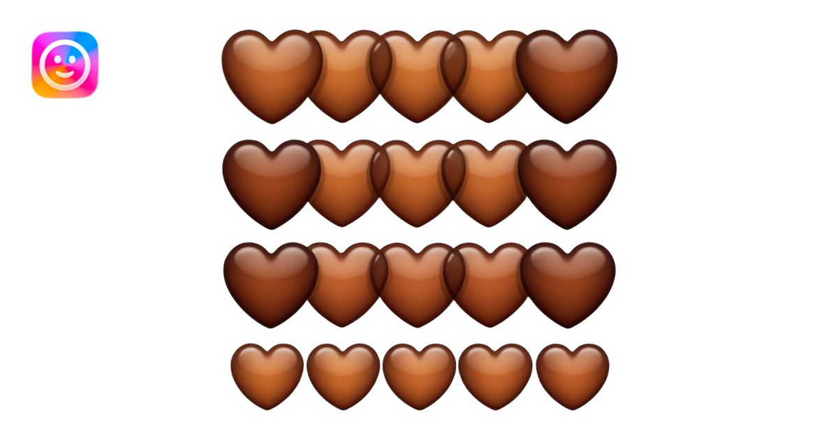 Neutral brown hearts from light to dark individual emoji | AI Emoji ...