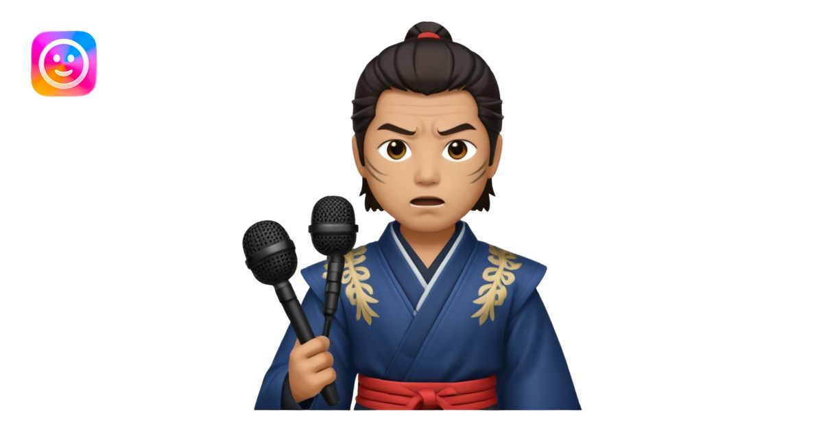 samurai singing with micro emoji | AI Emoji Generator
