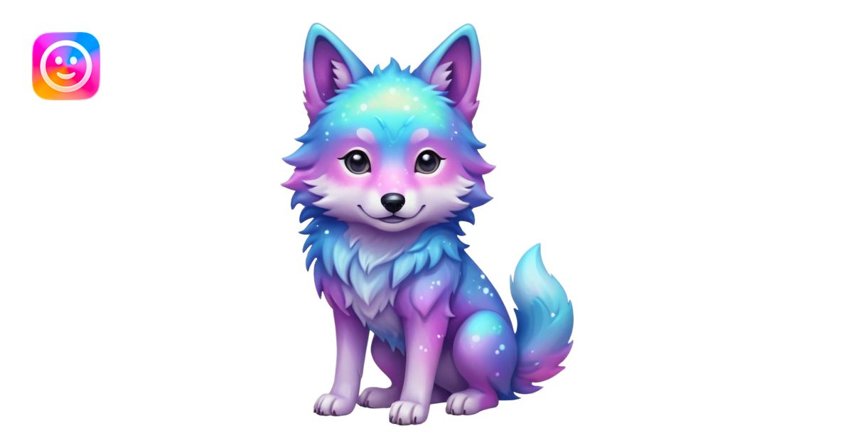 kawaii cute colorful shiny pastel nebula wolf (full body) emoji | AI ...