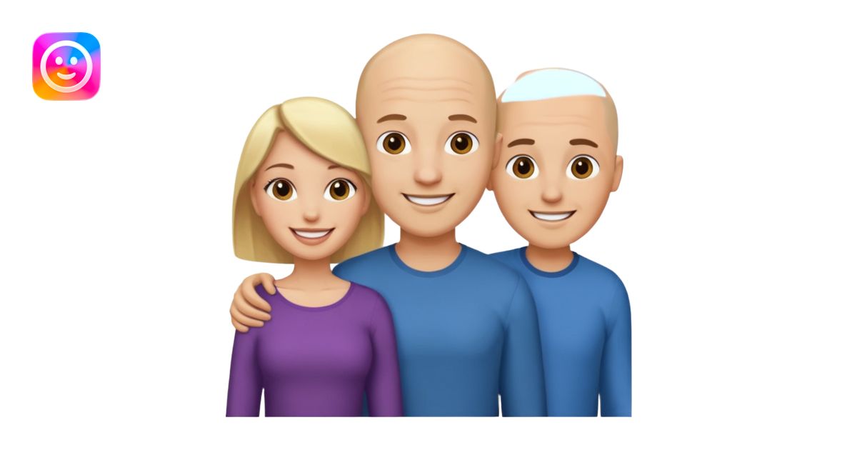 throuple blonde brunette females bald male emoji | AI Emoji Generator