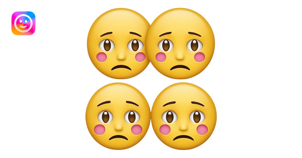 two emojis not happy stuck together no pink cheeks emoji | AI Emoji ...