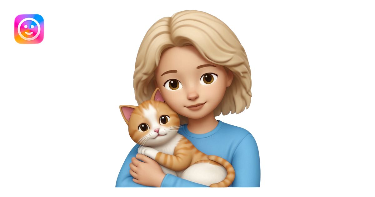 "Apple Memoji style 3D character, a young person gently petting and ...