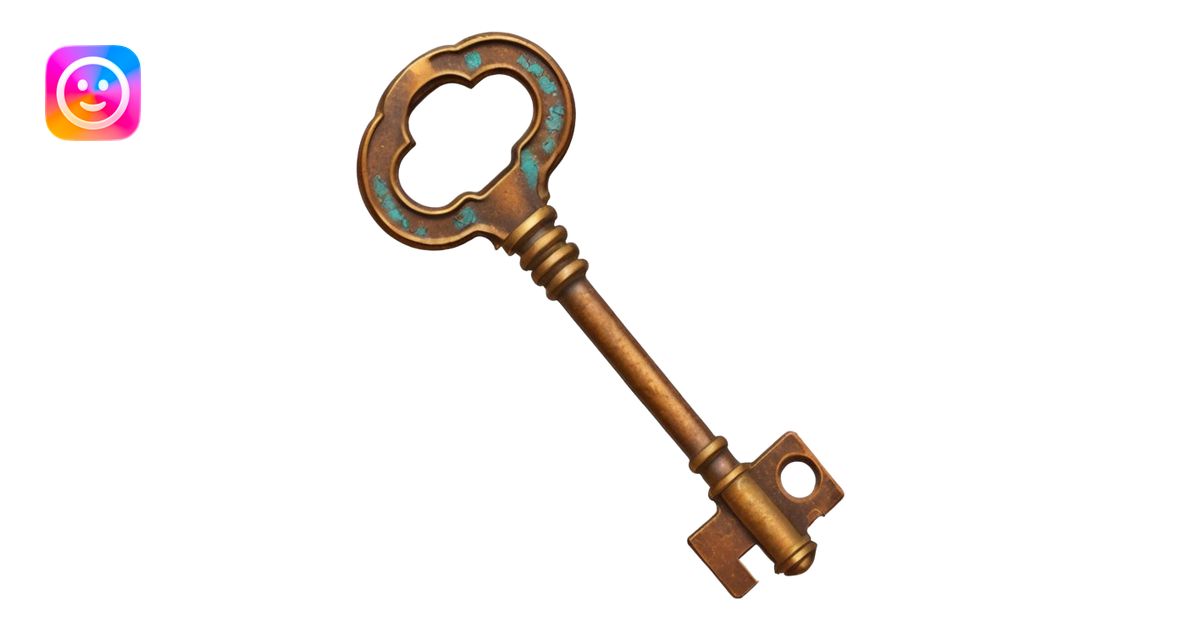 Rusted key with patina. emoji | AI Emoji Generator