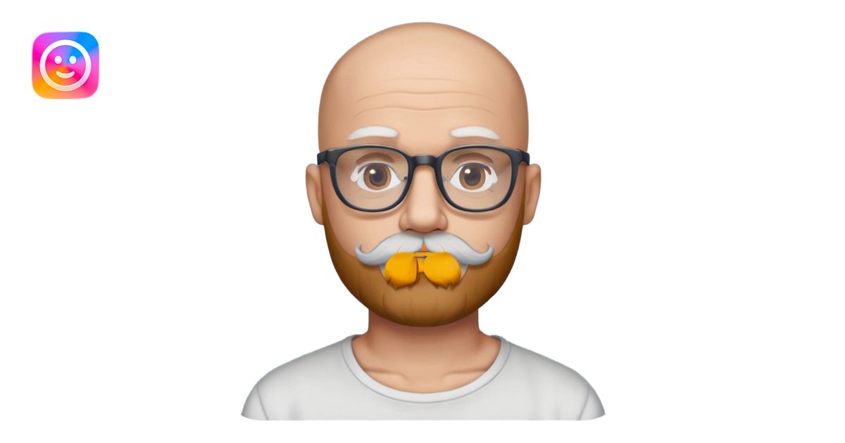 Bald man with salt and pepper beard and rectangle glasses and shoulder ...