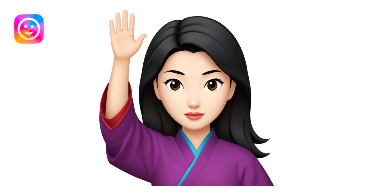 Mulan waving high emoji | AI Emoji Generator