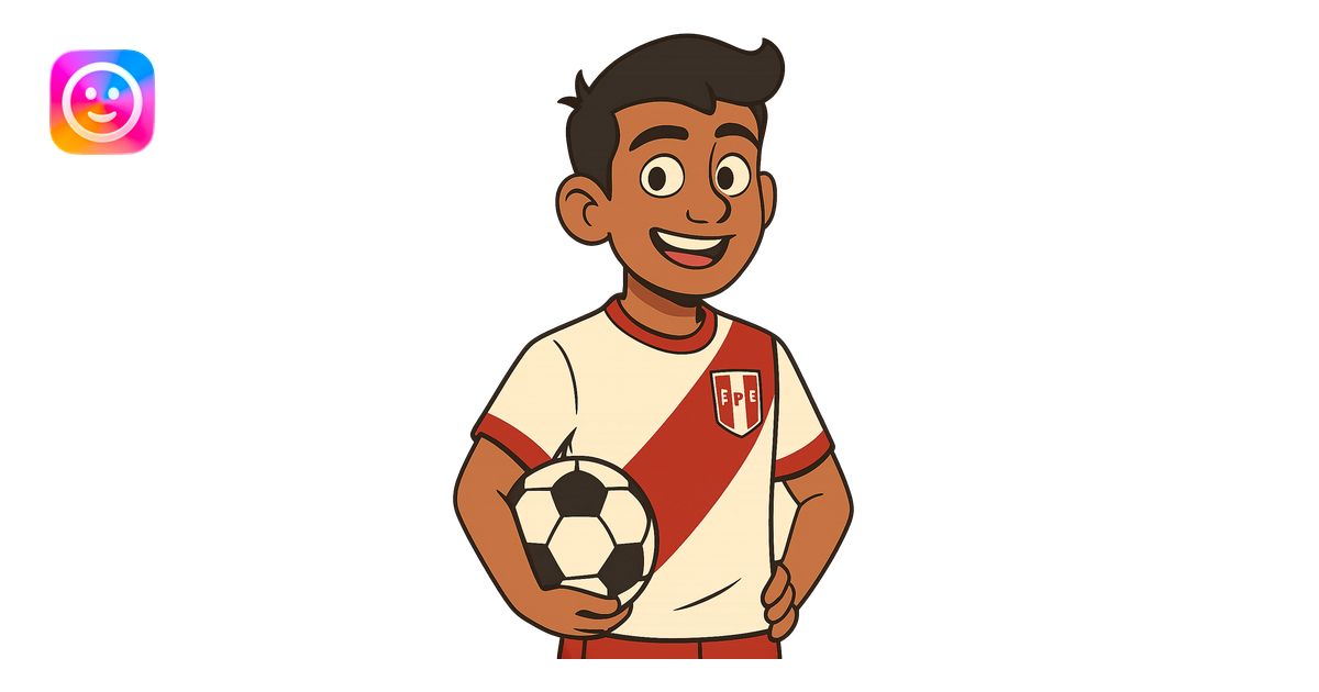 young Peruvian soccer player with red and white jersey, smiling ...