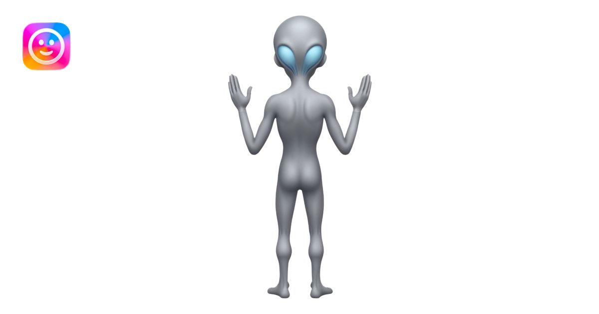fullbody STANDING AND PRAYING HANDS gray alien FROM BEHIND BACKVIEW ...